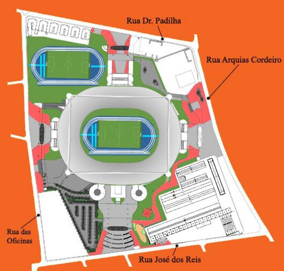 Estadio Engenhão mapa - Mapa do estadio Engenhão (Brésil)